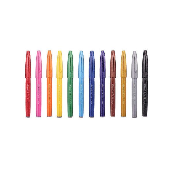 Pentel Fude Touch Brush Pen Sign Pen - 12 Assorted Color Pens – 1 ...